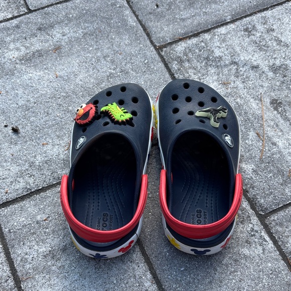 CROCS | Shoes | Crocs Kids Blue Clogs With Red And Yellow Accents ...
